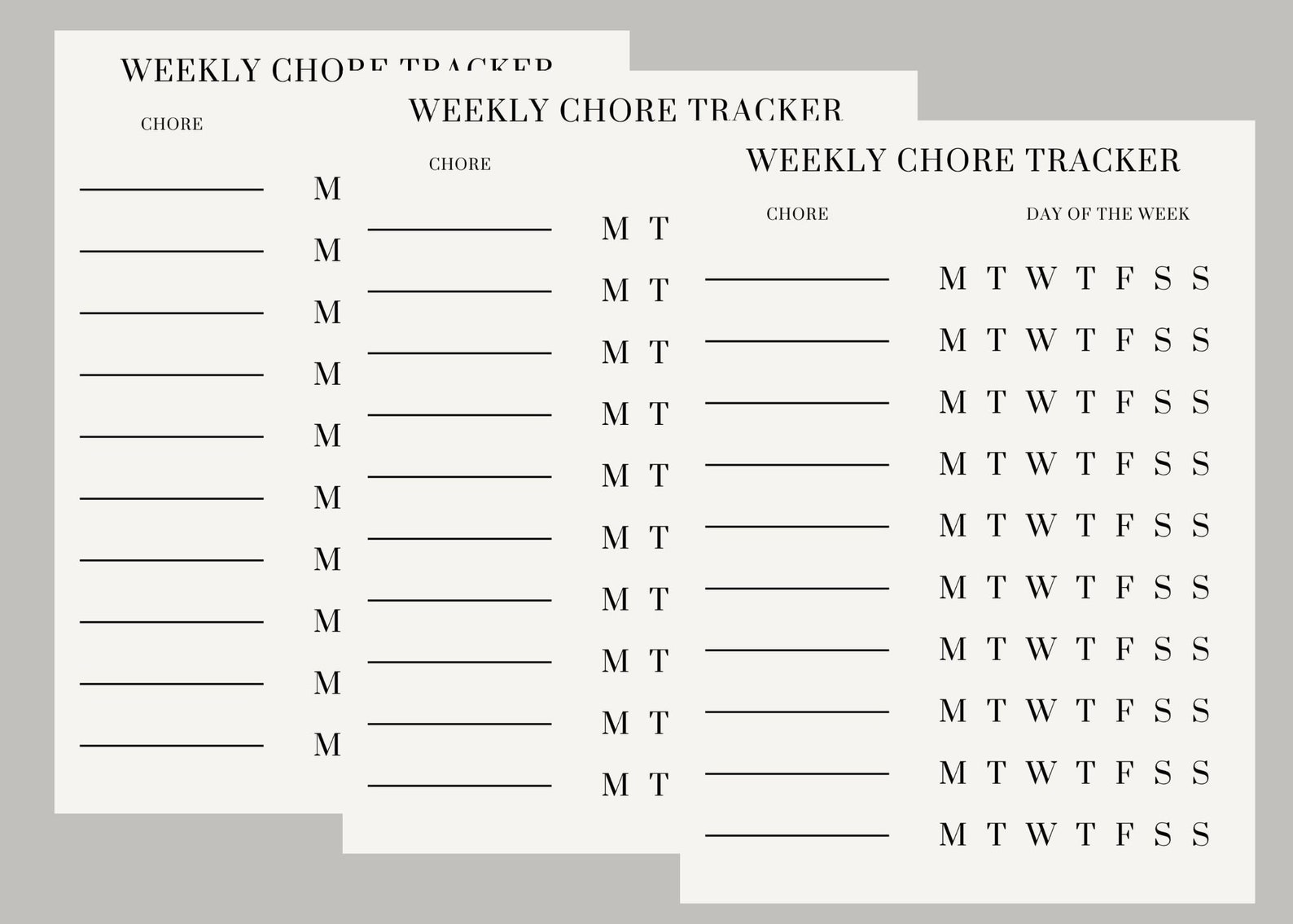 Weekly Chore Tracker Printable/chore Chart/ Minimalistic Chore Tracker ...