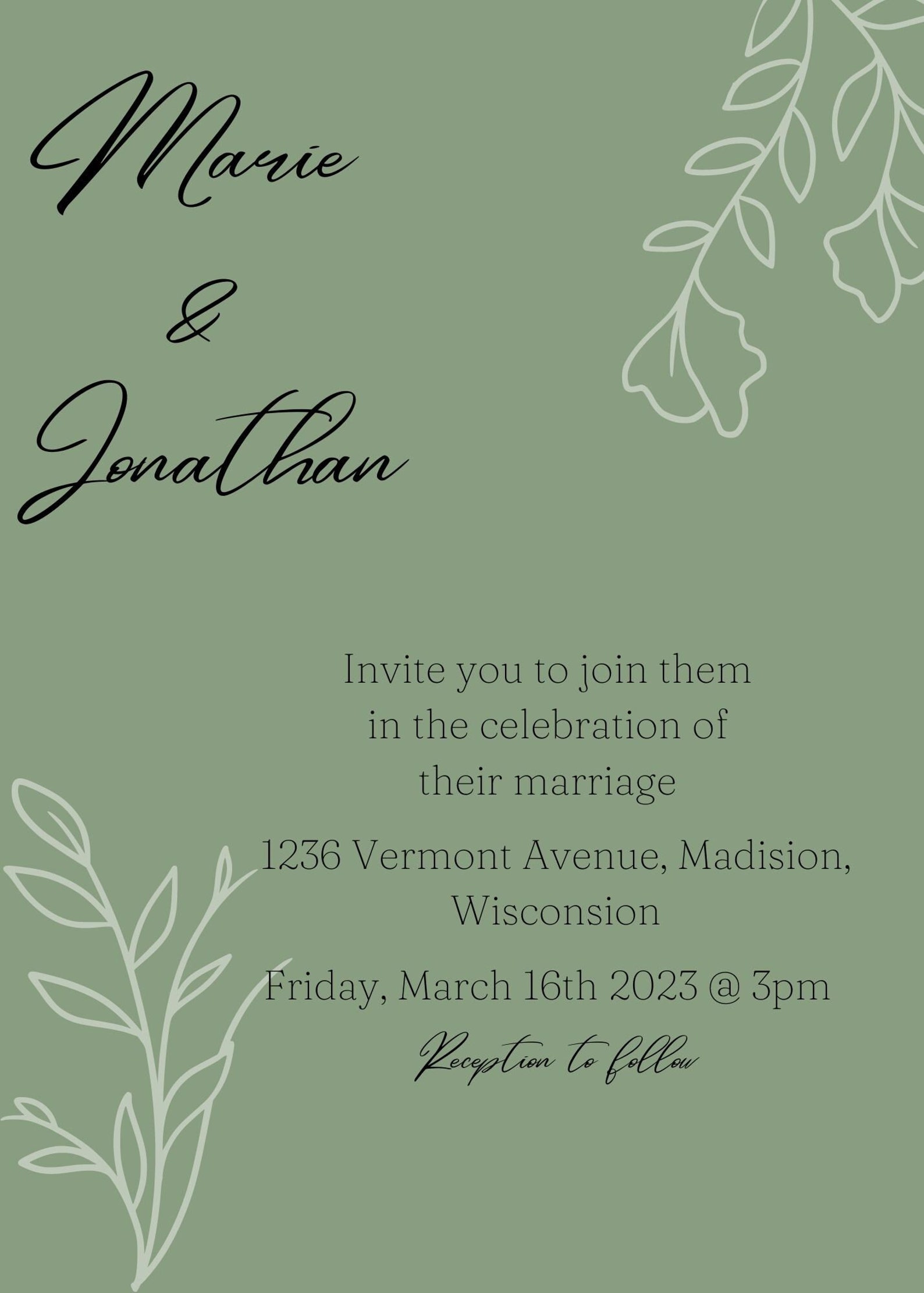 Sage Green Wedding Invitation Template/ Customizable Wedding Invitation ...