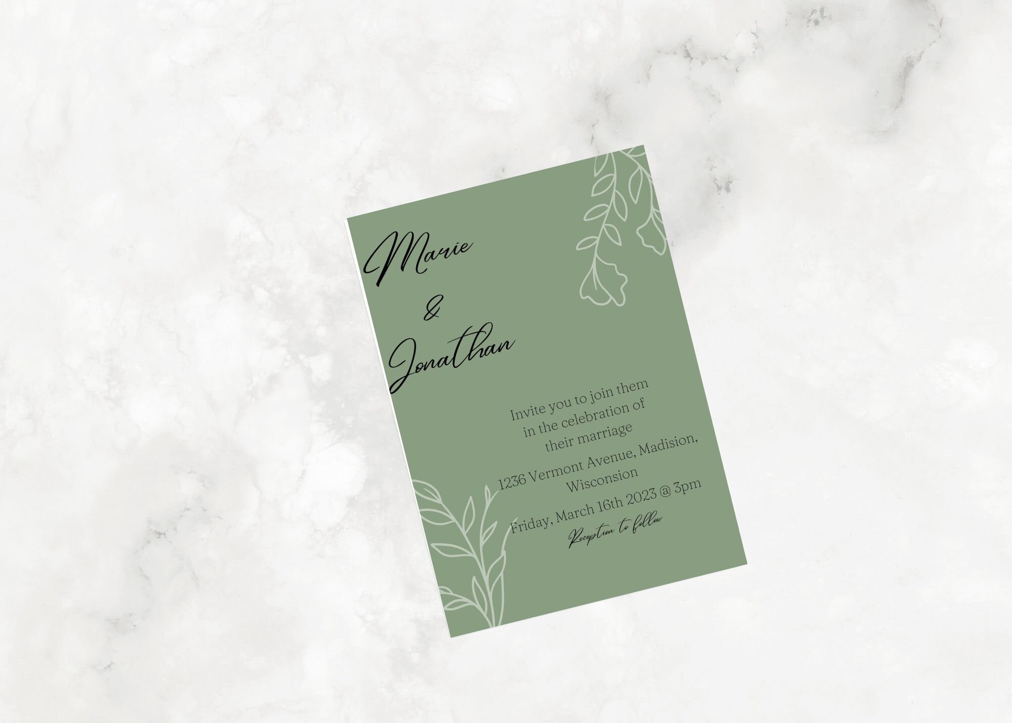 Sage Green Wedding Invitation Template/ Customizable Wedding Invitation ...