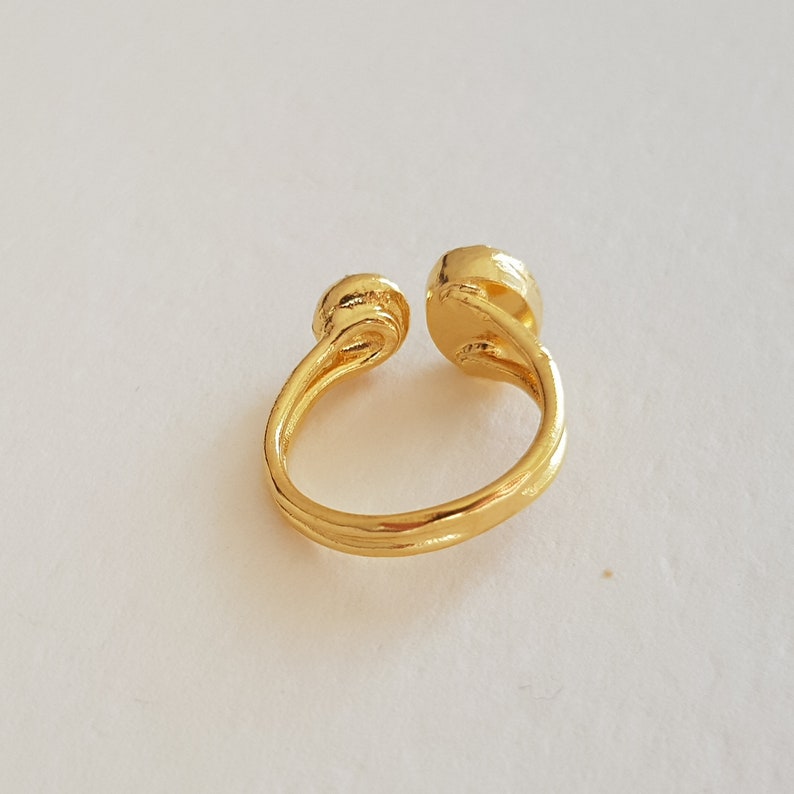 Quarts Adjustable Open Ring. 22K Gold Plated Brass Size 6 - Etsy