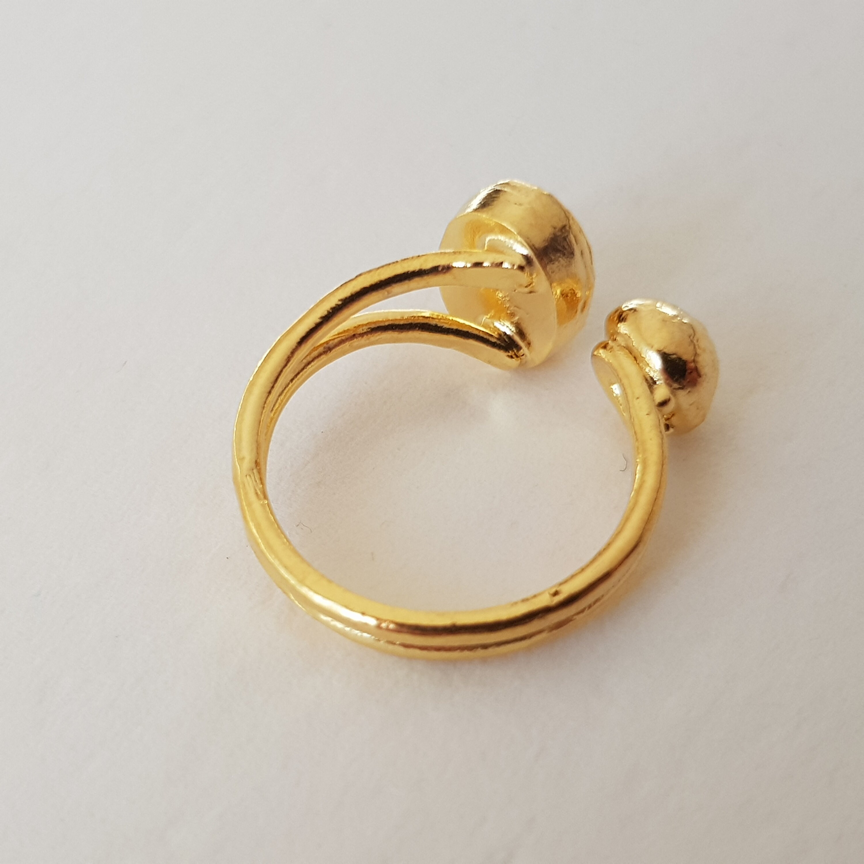 Quarts Adjustable Open Ring. 22K Gold Plated Brass Size 6 - Etsy