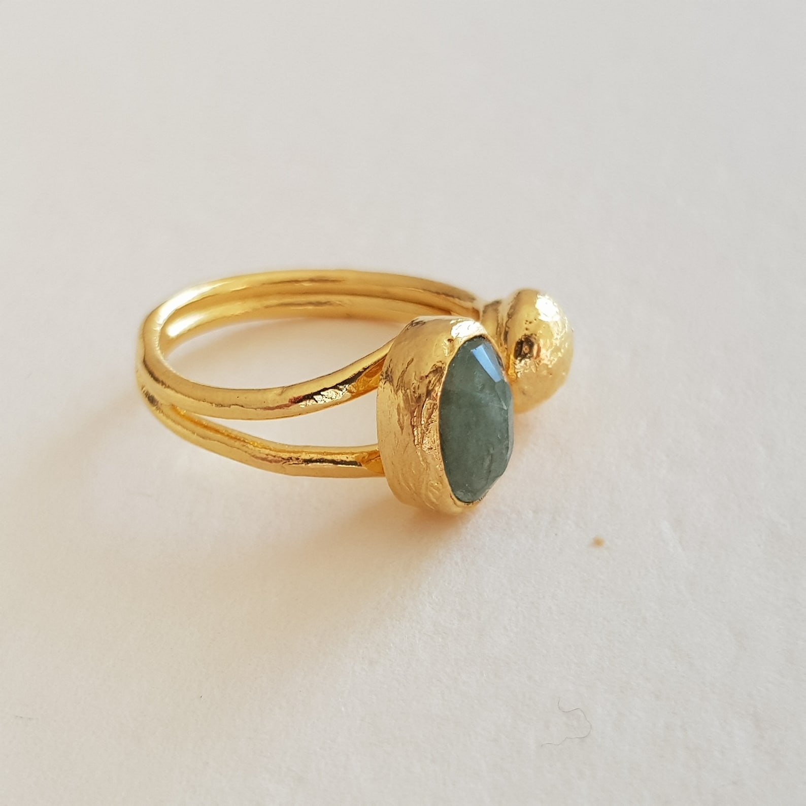 Quarts Adjustable Open Ring. 22K Gold Plated Brass Size 6 - Etsy