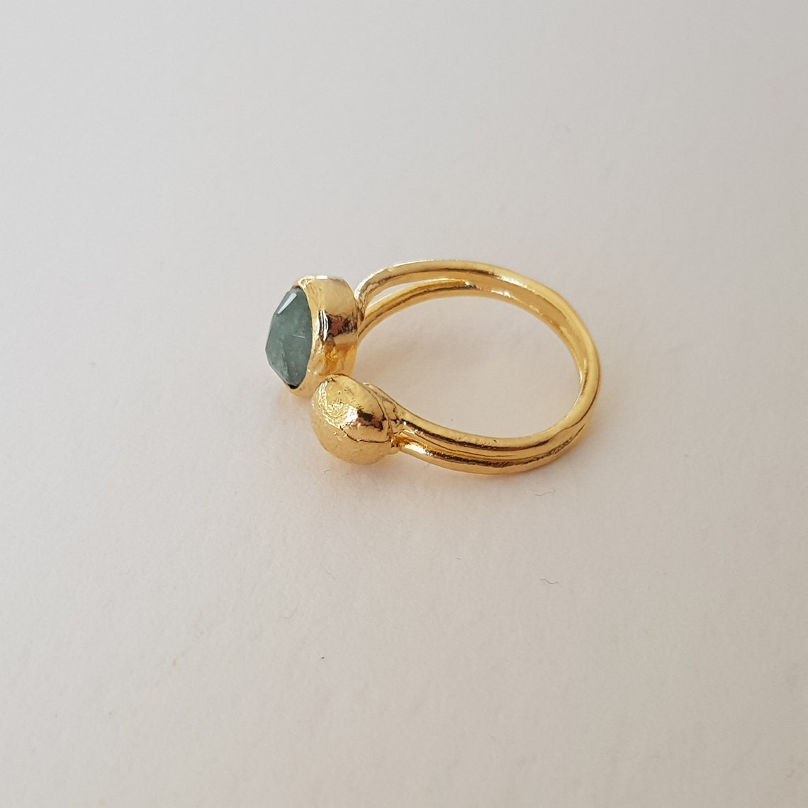 Quarts Adjustable Open Ring. 22K Gold Plated Brass Size 6 - Etsy