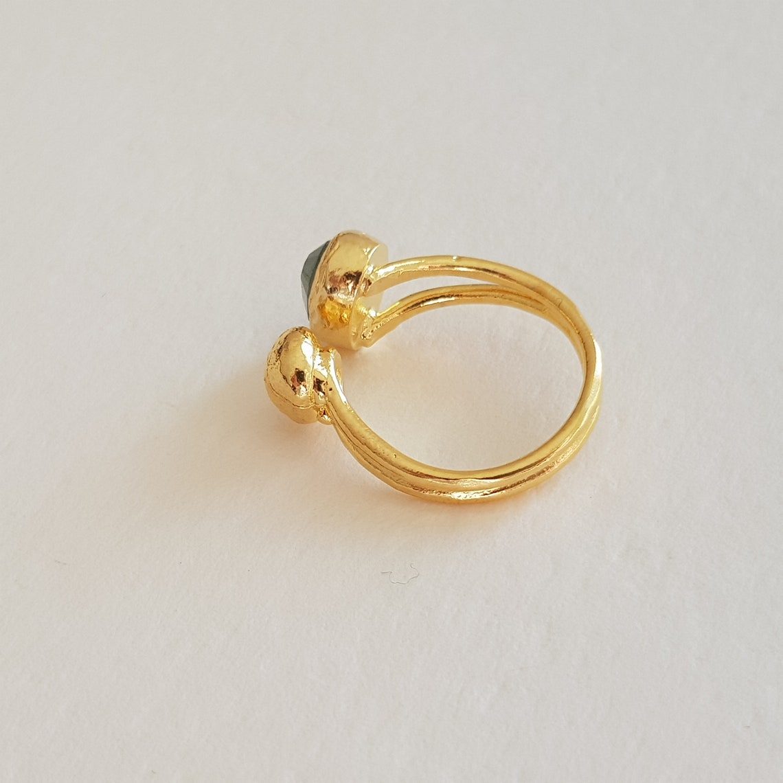 Quarts Adjustable Open Ring. 22K Gold Plated Brass Size 6 - Etsy