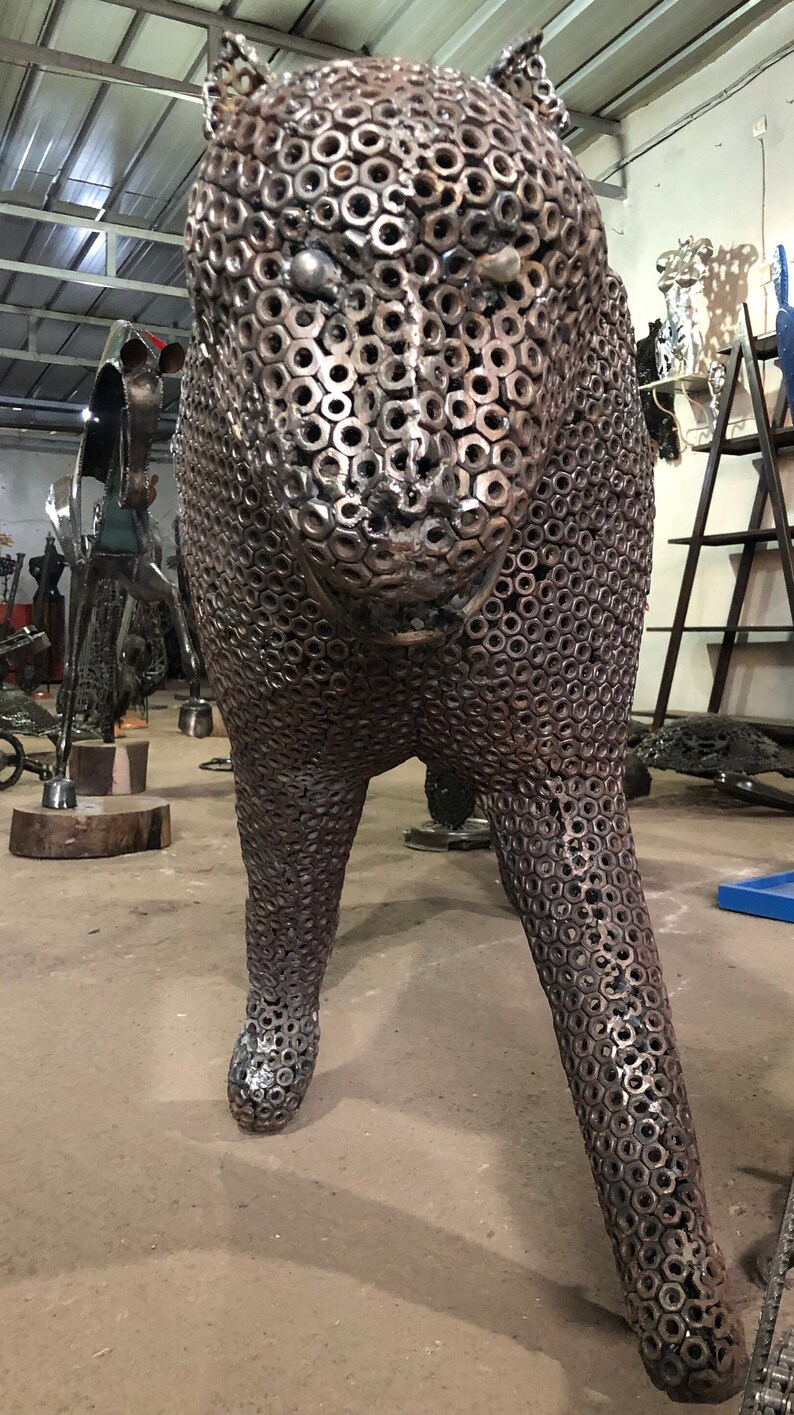 Stunning Leopard Sculpture / Axle Nuts/steel Animal Figurine, Wildlife ...