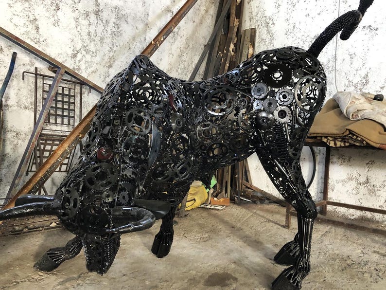 Black Recycled Lamborghini Bull Sculpture |life Size Bull Statue Metal ...