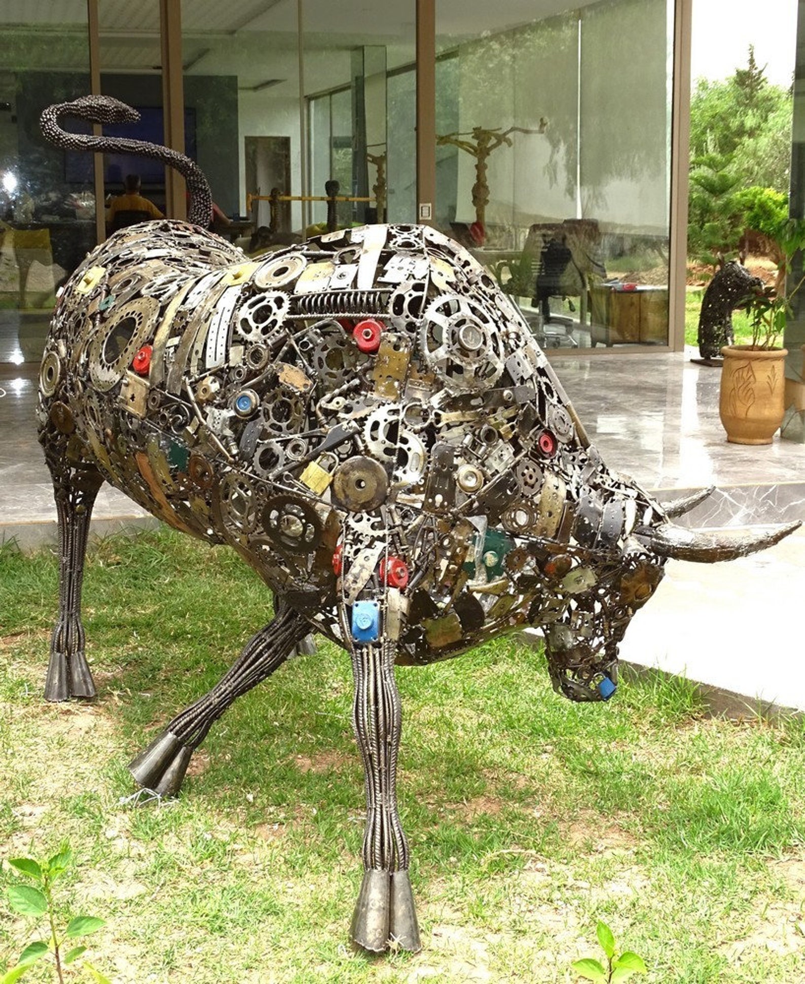 LAMBORGHINI Bull, Metal , Statue, Steel Animal Figurine, Wildlife Art ...