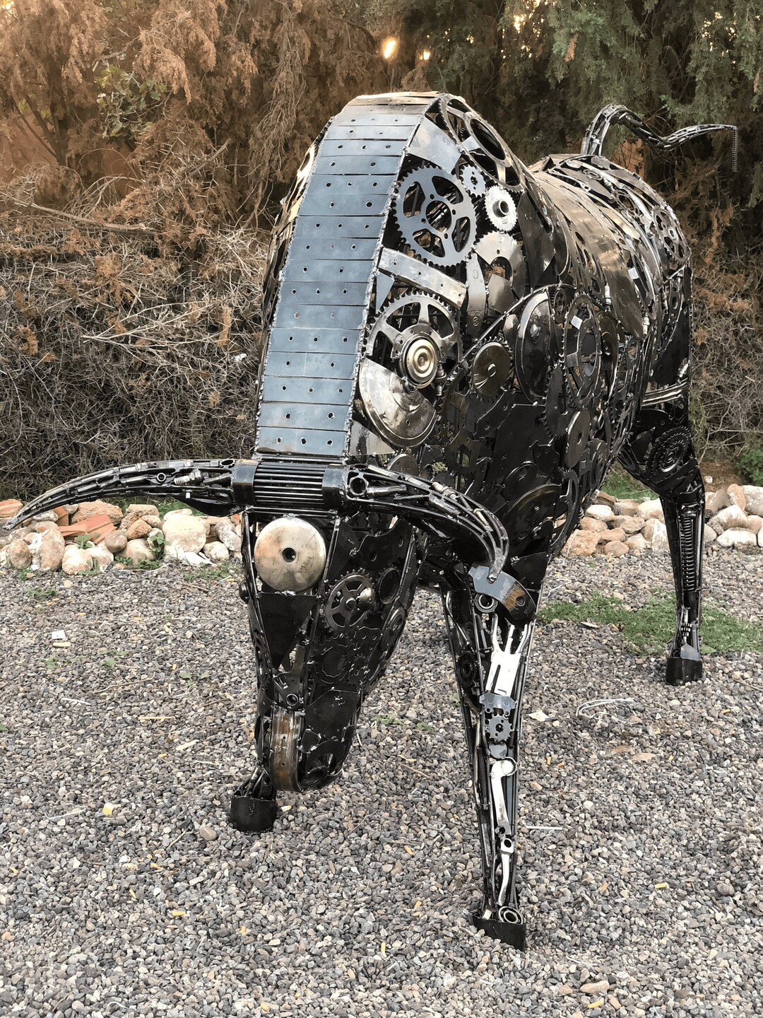 Recycled Steel Bull Sculpture | Outdoor Statue | Life Size Wildlife ...