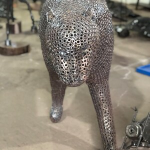 Stunning Leopard Sculpture / Axle Nuts/steel Animal Figurine, Wildlife ...