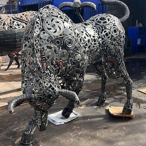 LAMBORGHINI Bull, Metal , Statue, Steel Animal Figurine, Wildlife Art ...