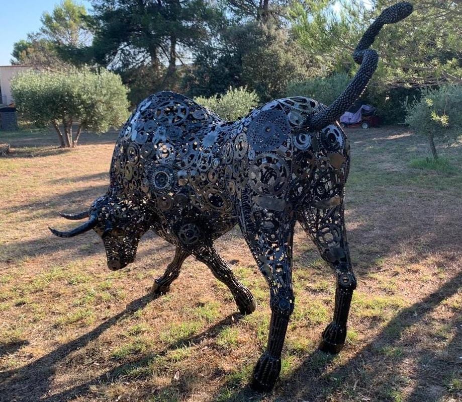Recycled Lamborghini Bull Sculpture |life Size Bull Statue Metal ...
