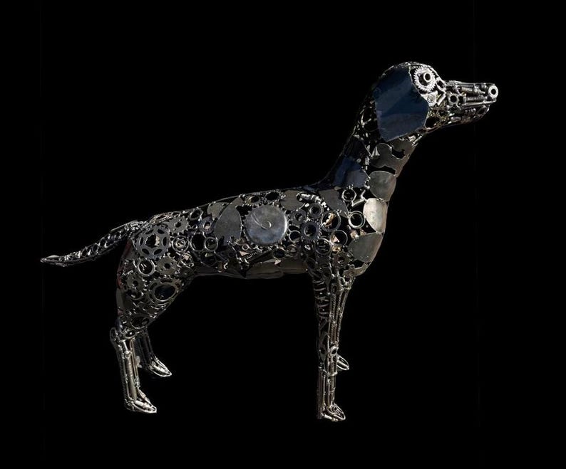 Recycled Steel Dog Sculpture: Wildlife Art, Outdoor Decor - Etsy