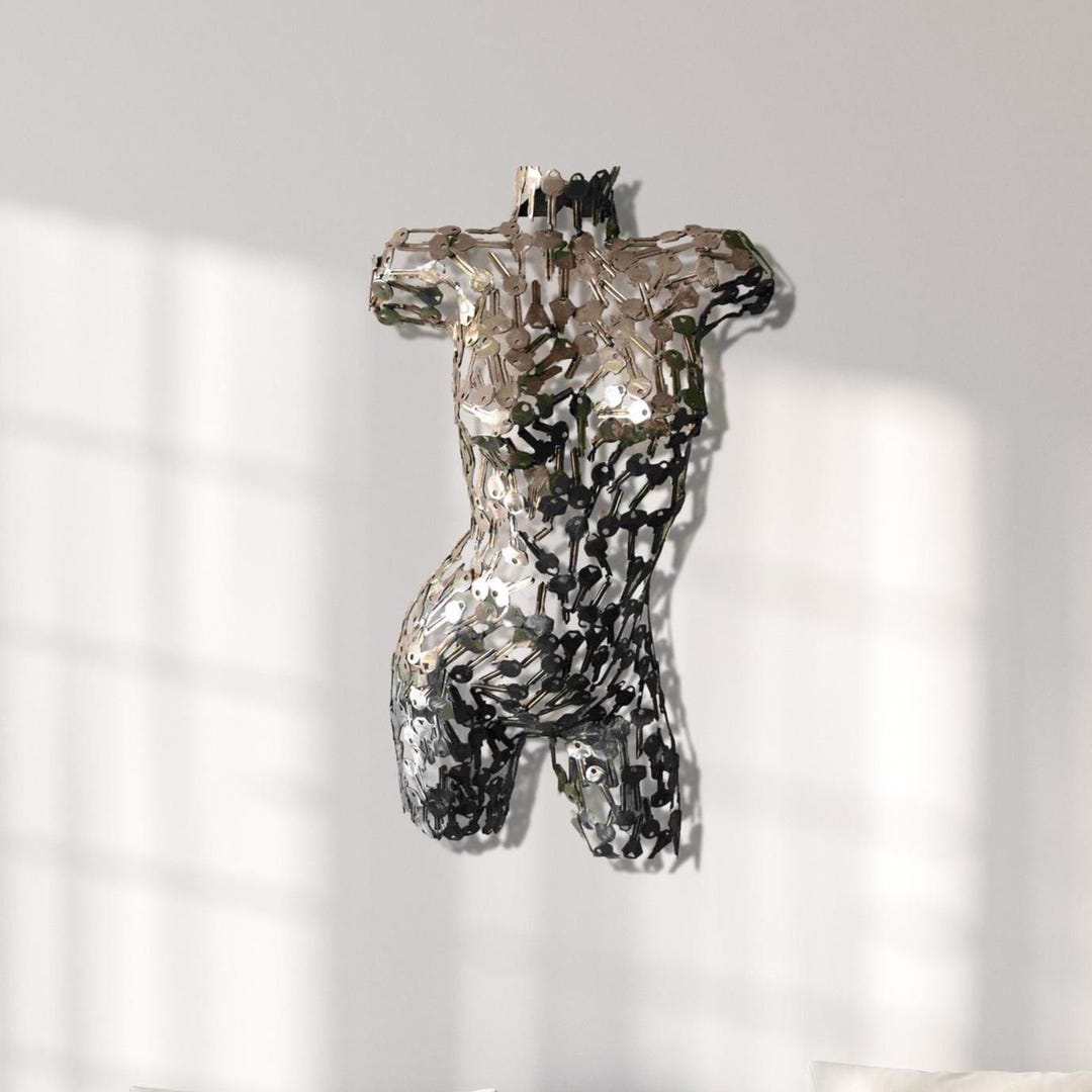 Female Torso , Keys Torso, Metal Wall Art Sculpture Metallic Torso ...