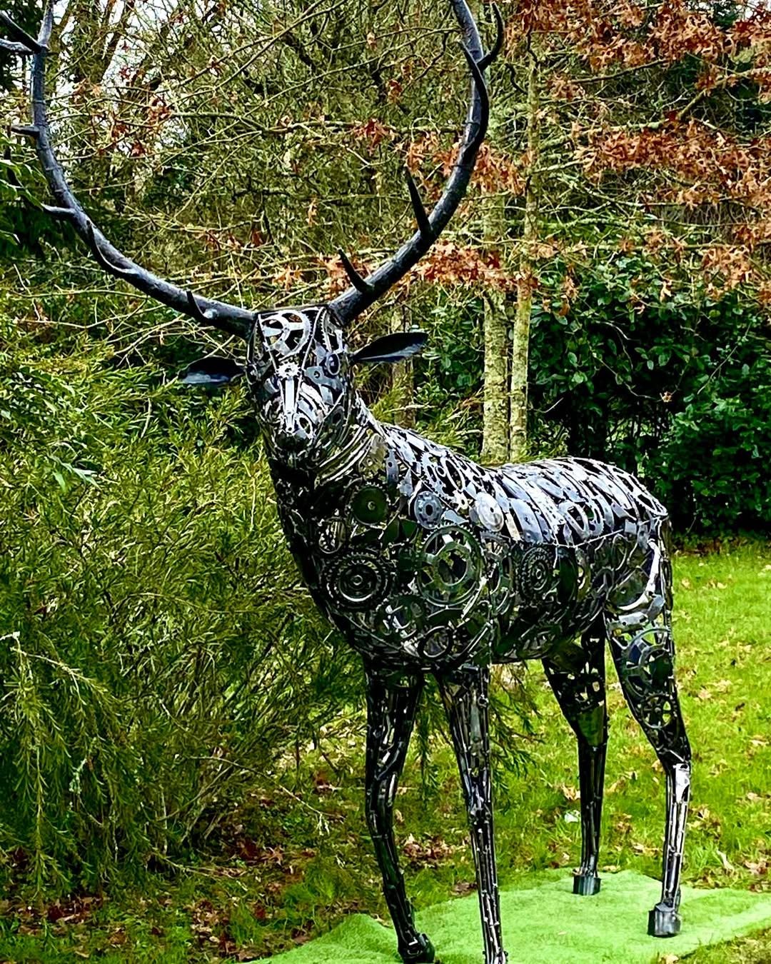 Recycled Metal Deer Sculpture: Handmade Steel Animal Figurine - Etsy