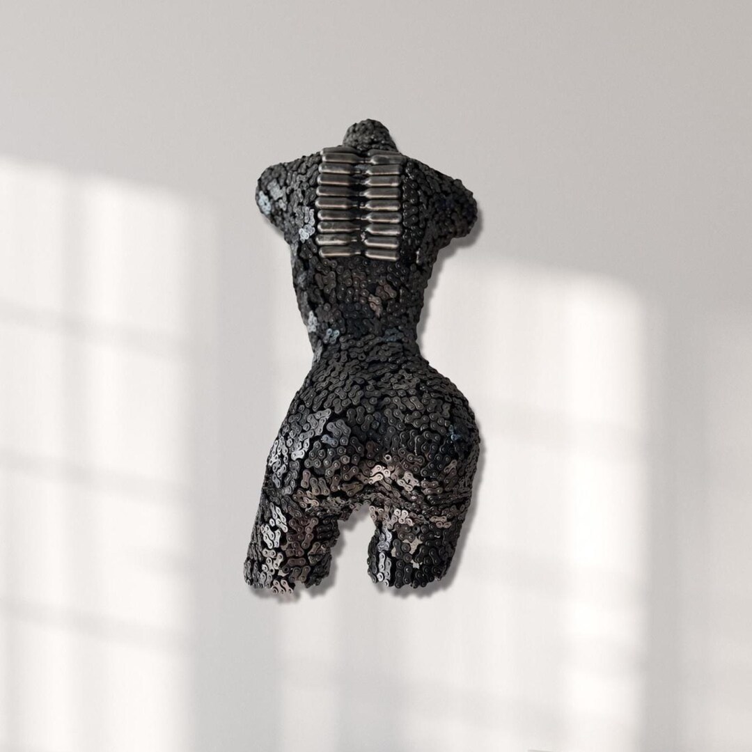Female Torso, Chain Capsuled Torso, Metal Wall Art Sculpture Metallic ...