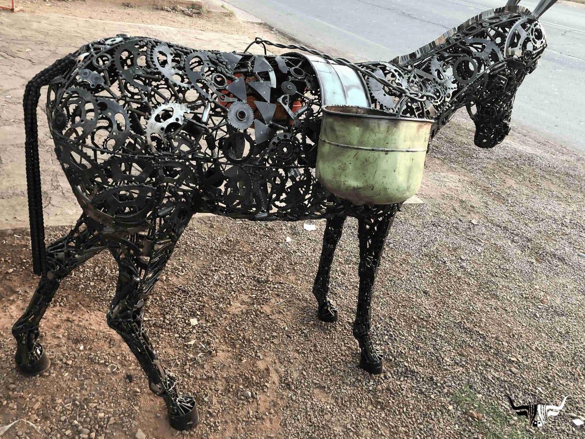 Recycled Metal Donkey Sculpture: Rustic Contemporary Wildlife Art - Etsy