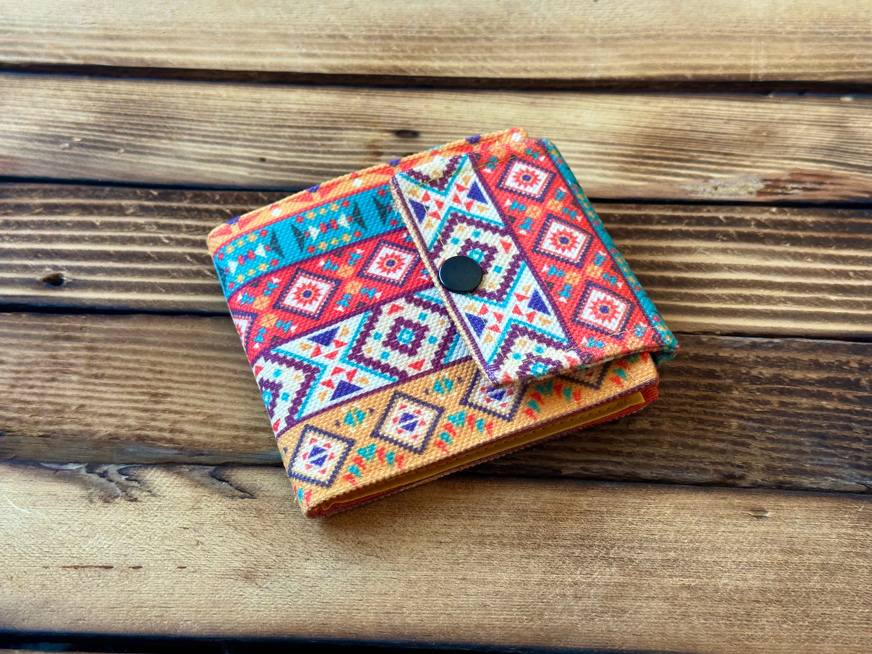 Aztec Wallet With Snap Fastener, Handmade Fabric Wallet, Small Wallet, Vegan Wallet, Boho Wallet ...