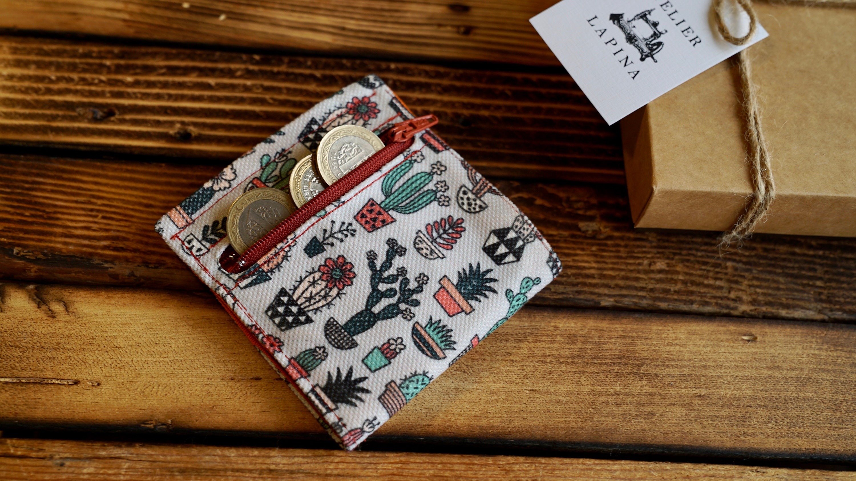 Cactus Wallet, Handmade Fabric Wallet, Small Wallet, Vegan Wallet, Boho ...