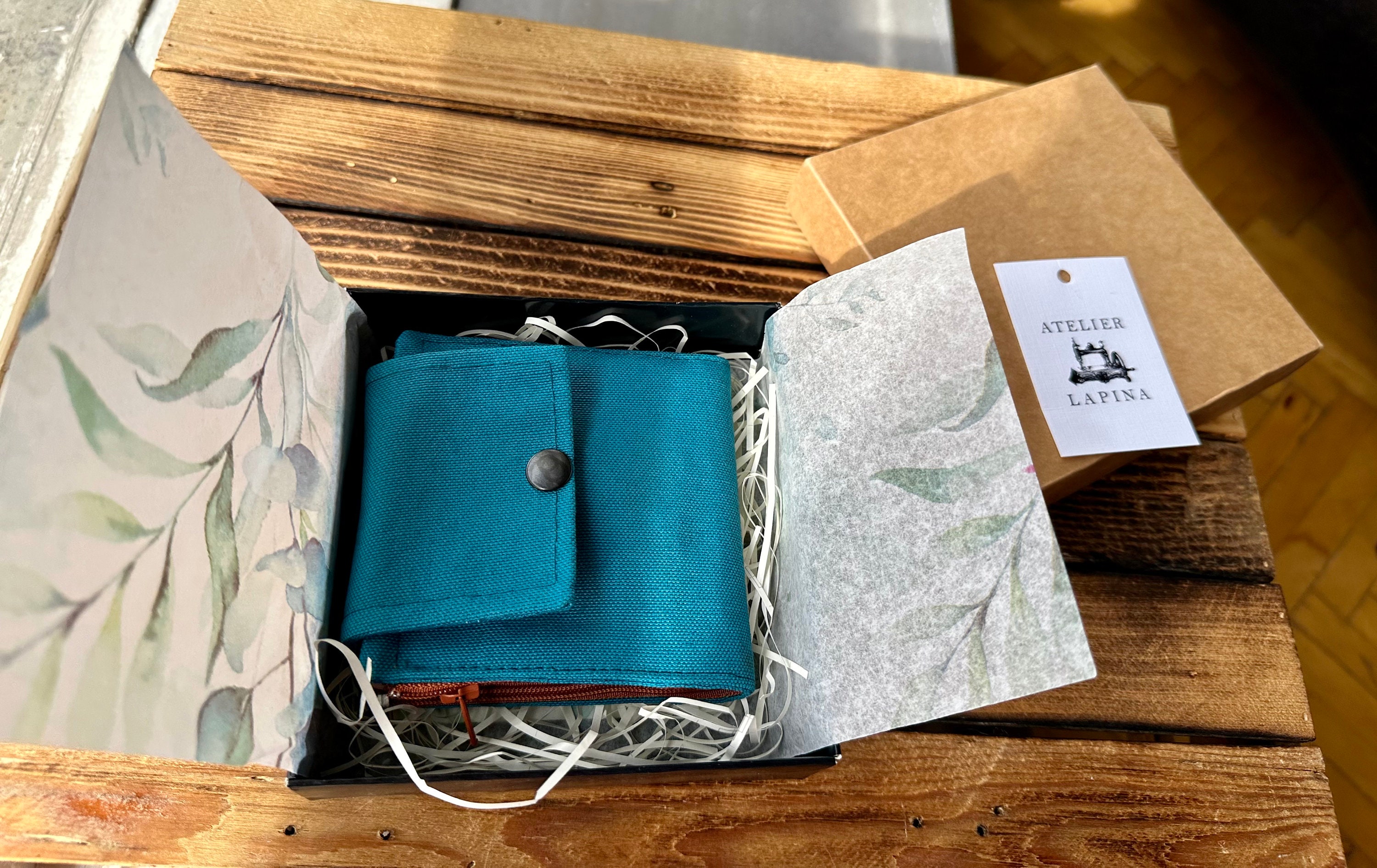 Aqua Wallet, Turquoise Blue Handmade Fabric Wallet, Small Wallet, Vegan ...