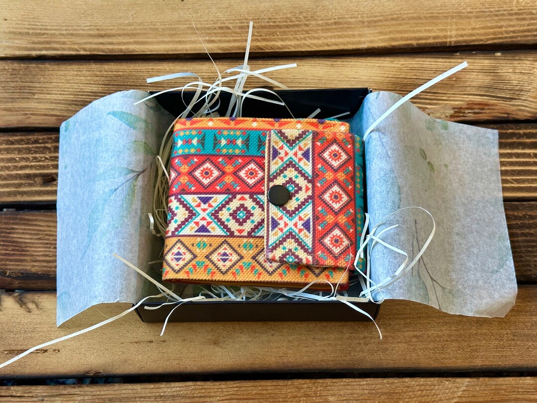 Aztec Wallet With Snap Fastener, Handmade Fabric Wallet, Small Wallet ...