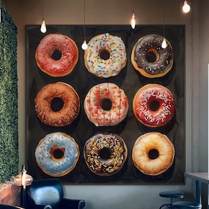 Colorful Donut Print Donut Printable Pastry Patisserie Wall Art Kitchen ...