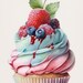 Cupcake Print Berry Cupcake Printable Pastry Wall Art Patisserie ...