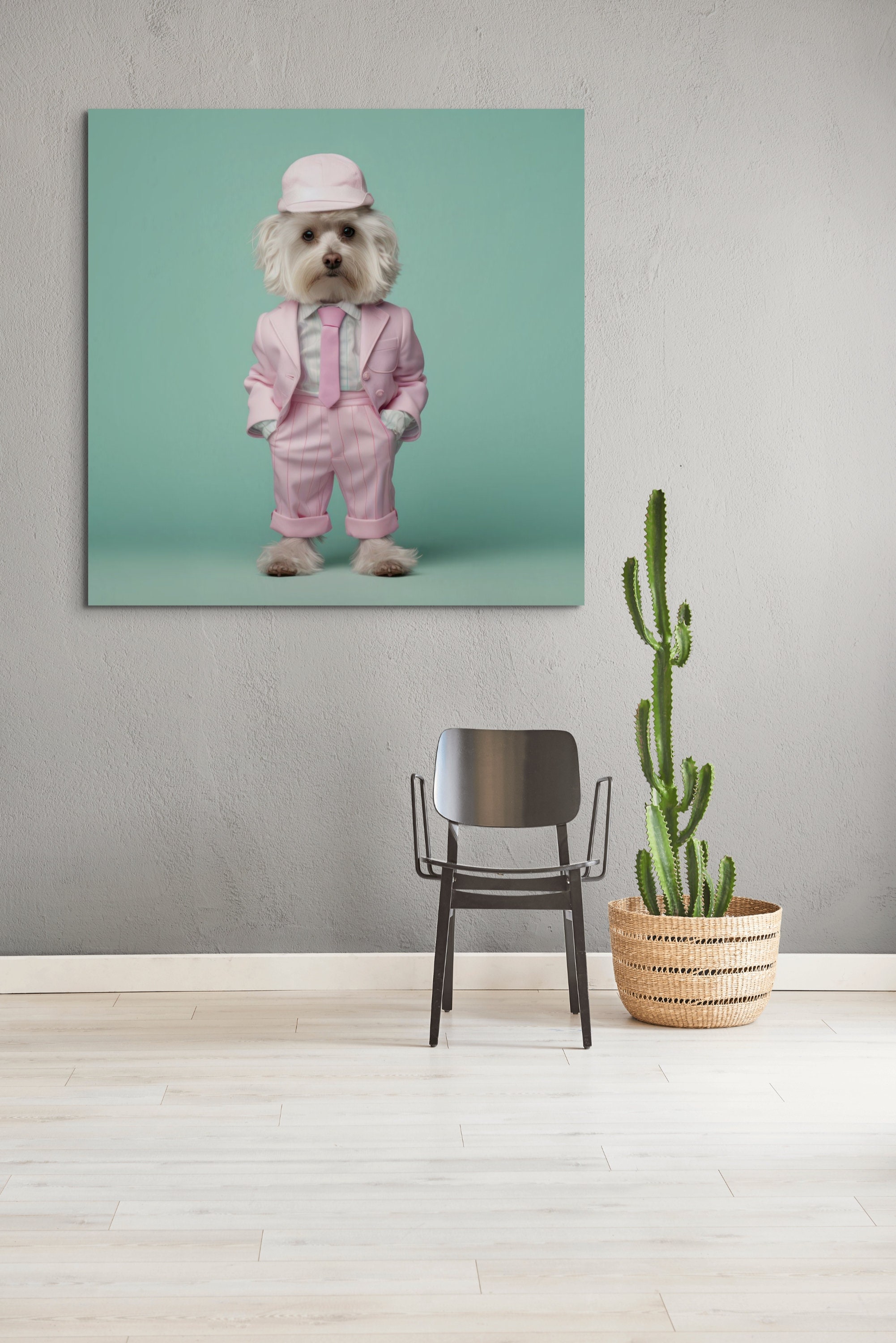 Dog Portrait Printable Colorful Dog Print Pastel Dog in Clothes Wall ...