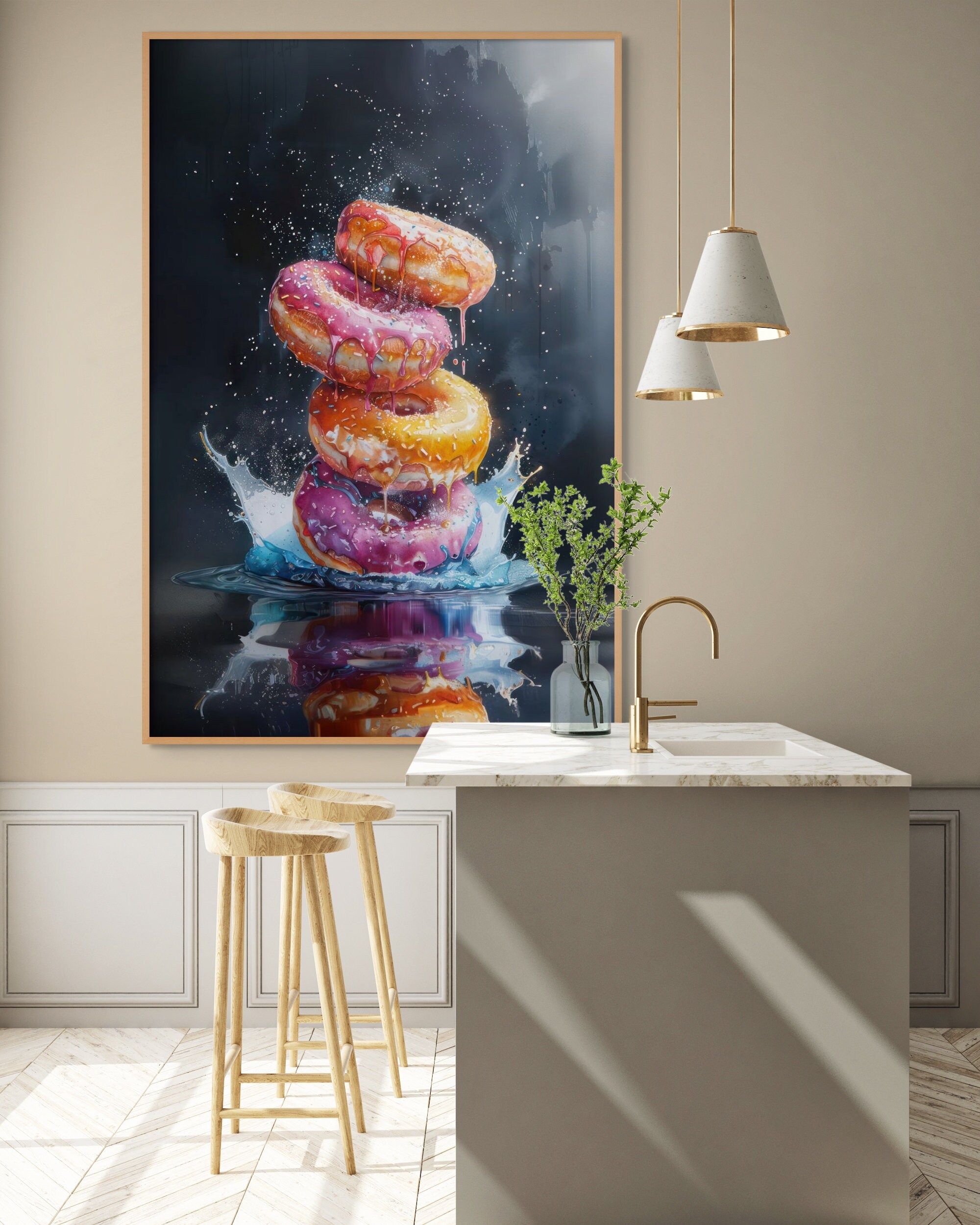 Colorful Donut Print Donut Printable Pastry Patisserie Wall Art Kitchen ...