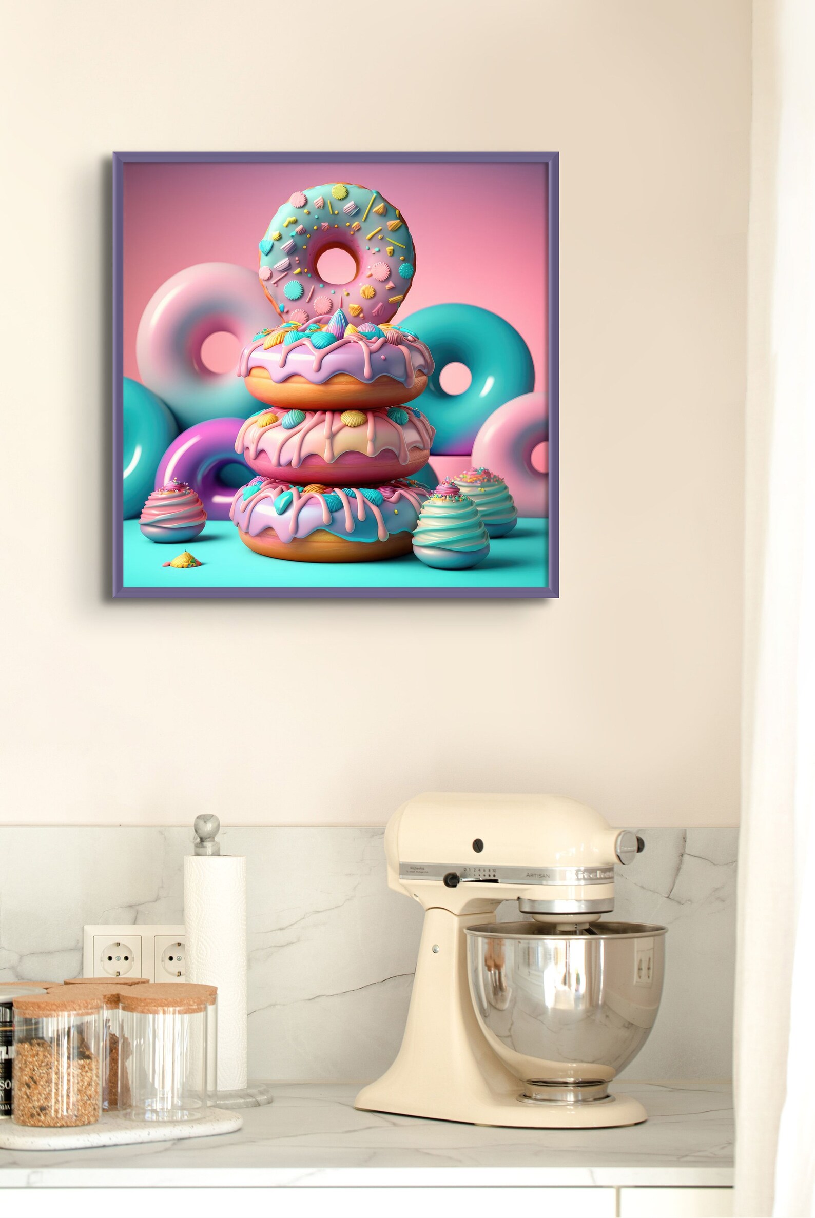 Colorful Donut Print Donut Printable Pastry Patisserie Wall Art Kitchen ...