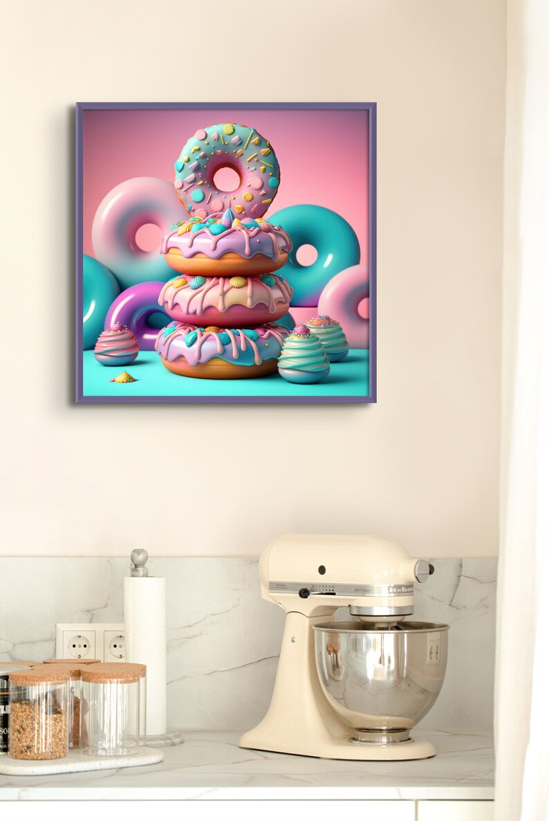 Colorful Donut Print Donut Printable Pastry Patisserie Wall Art Kitchen ...