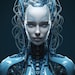 Blue Robot Girl Print Cyborg Girl Cybernetic Poster Futuristic ...