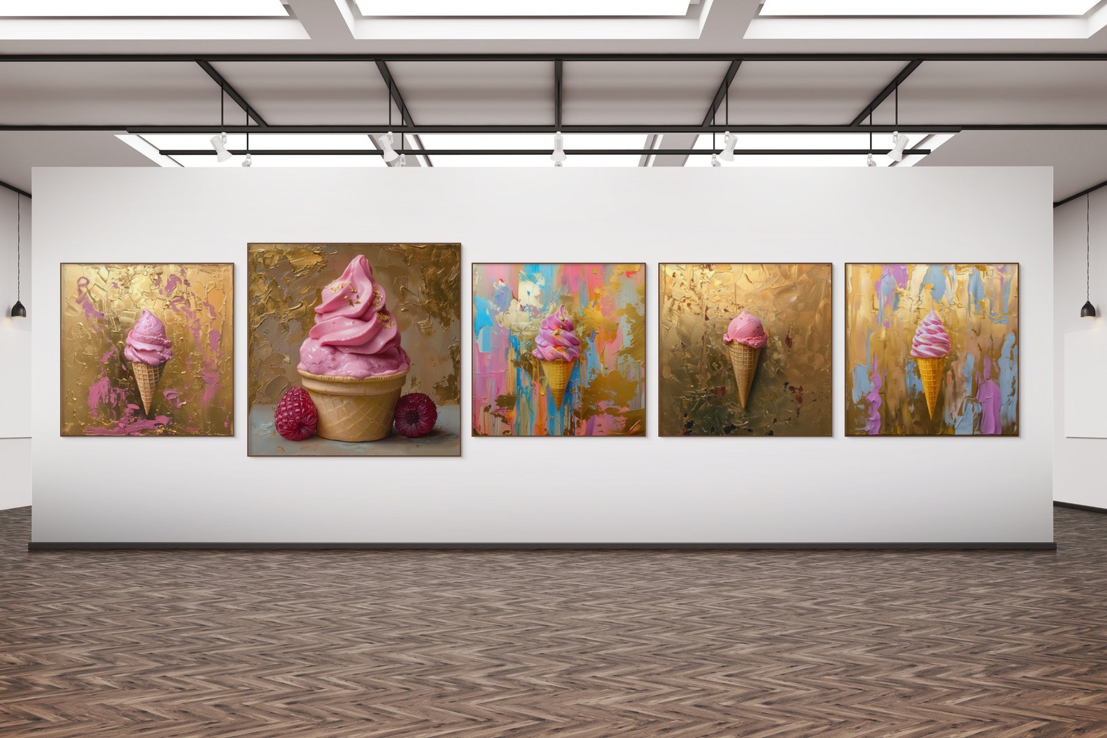 Ice Cream Print Colorful Food Poster Kitchen Wall Art Gelato Artwork ...