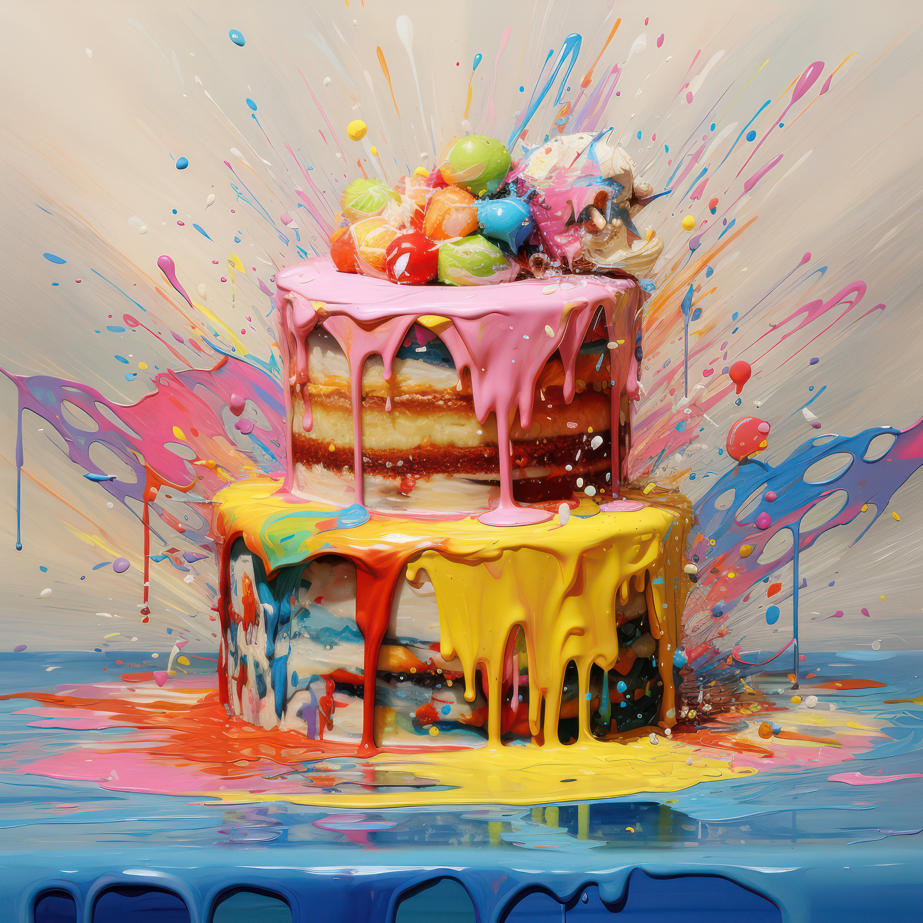 Colorful Cake Print Cake Printable Pastry Poster Patisserie Picture Oil ...