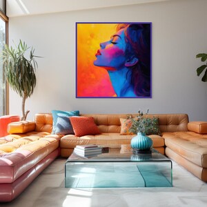 Colorful Woman Portrait Wall Art Print Abstract Girl Poster Home Decor ...