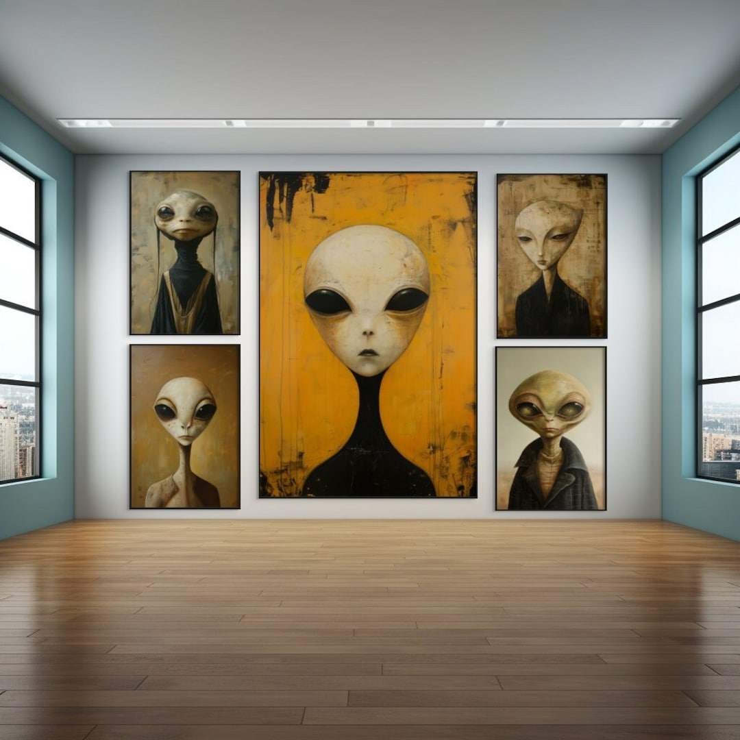 Alien Poster Alien Painting Alien Printable Cosmos Wall Art Space Home ...