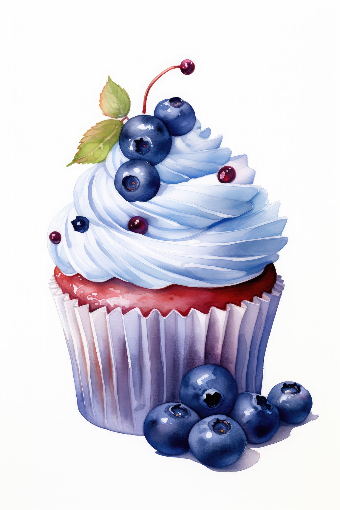 Cupcake Print Berry Cupcake Printable Blueberry Pastry Wall - Etsy