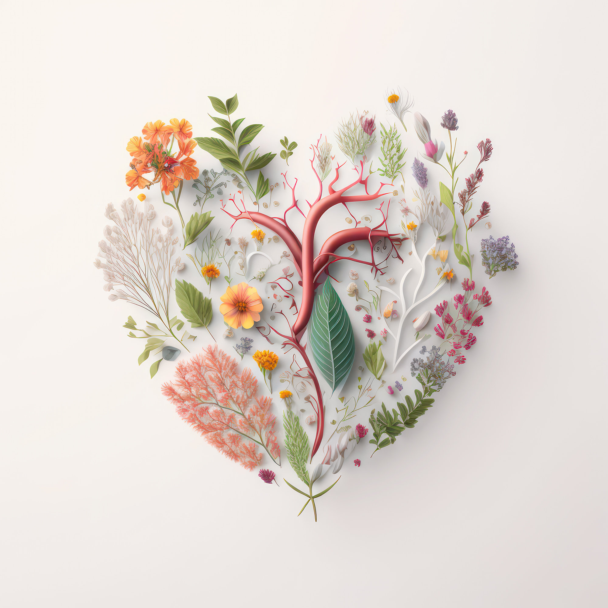 Flower Heart Print Heart of Flowers Printable Heart Poster AI Art Wall ...