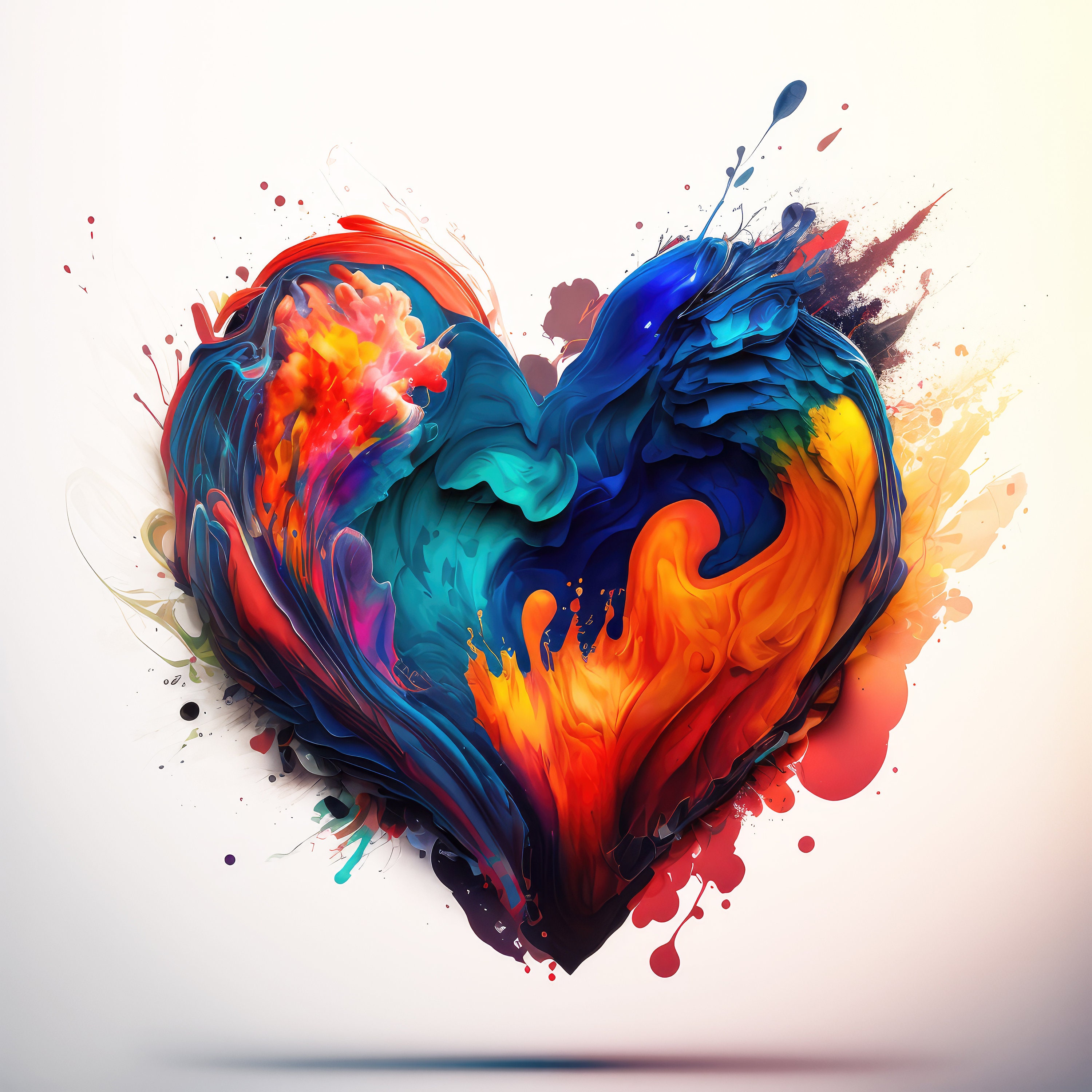 Heart Print Oil Paint Heart Printable Stylized Heart Wall Art Valentine ...