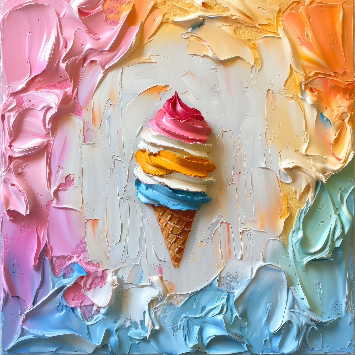 Ice Cream Print Colorful Food Poster Kitchen Wall Art Gelato Artwork ...
