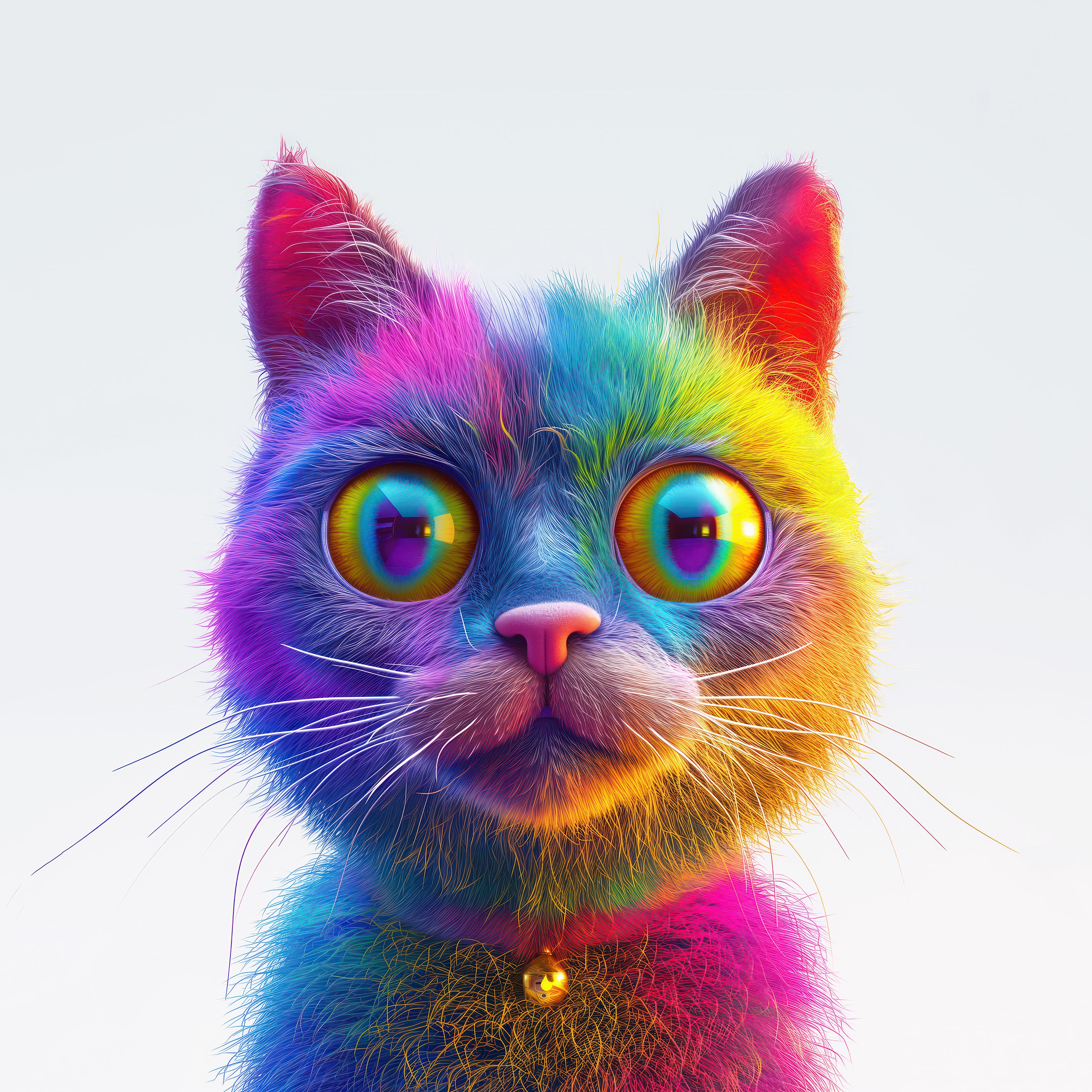 Colorful Cat Printable Cartoon Cat Print Cute Cat Wall Art Cat Portrait ...