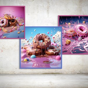 Colorful Donut Print Donut Printable Pastry Patisserie Wall Art Kitchen ...