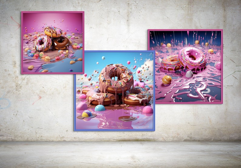 Colorful Donut Print Donut Printable Pastry Patisserie Wall Art Kitchen ...
