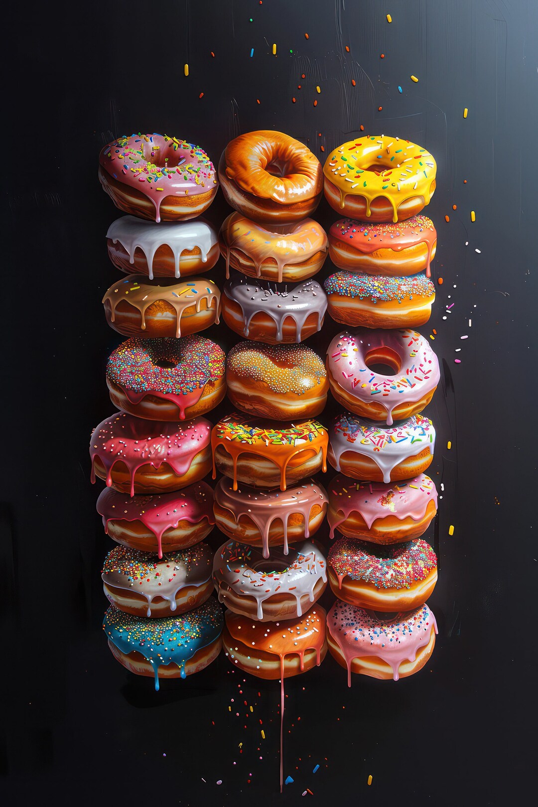 Colorful Donut Print Donut Printable Pastry Patisserie Wall Art Kitchen ...