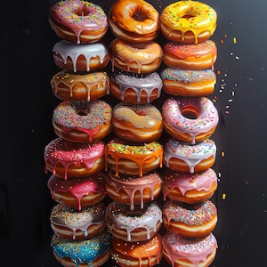 Colorful Donut Print Donut Printable Pastry Patisserie Wall Art Kitchen ...