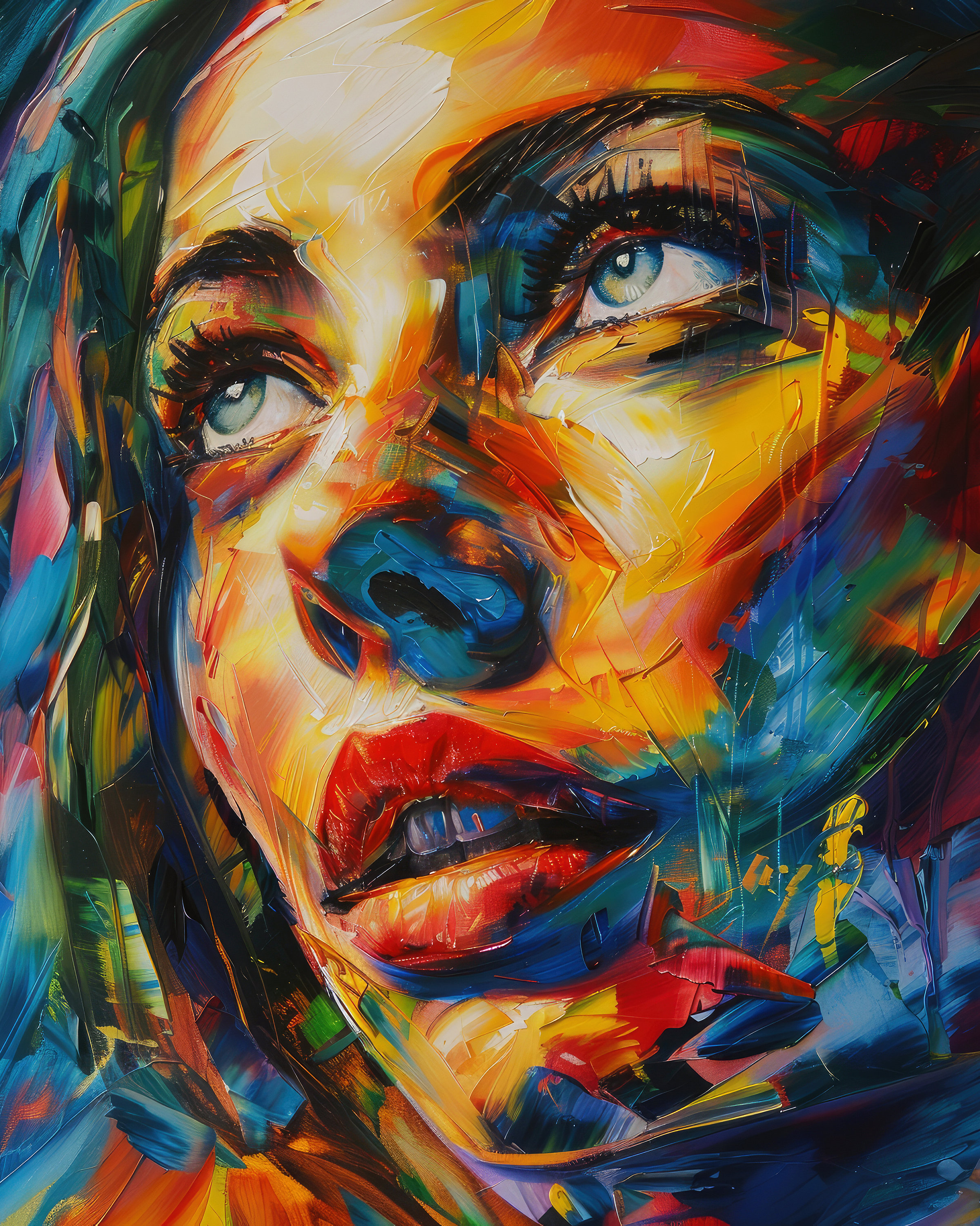 Woman Portrait Print Woman Face Printable Wall Art Painting Female Face ...