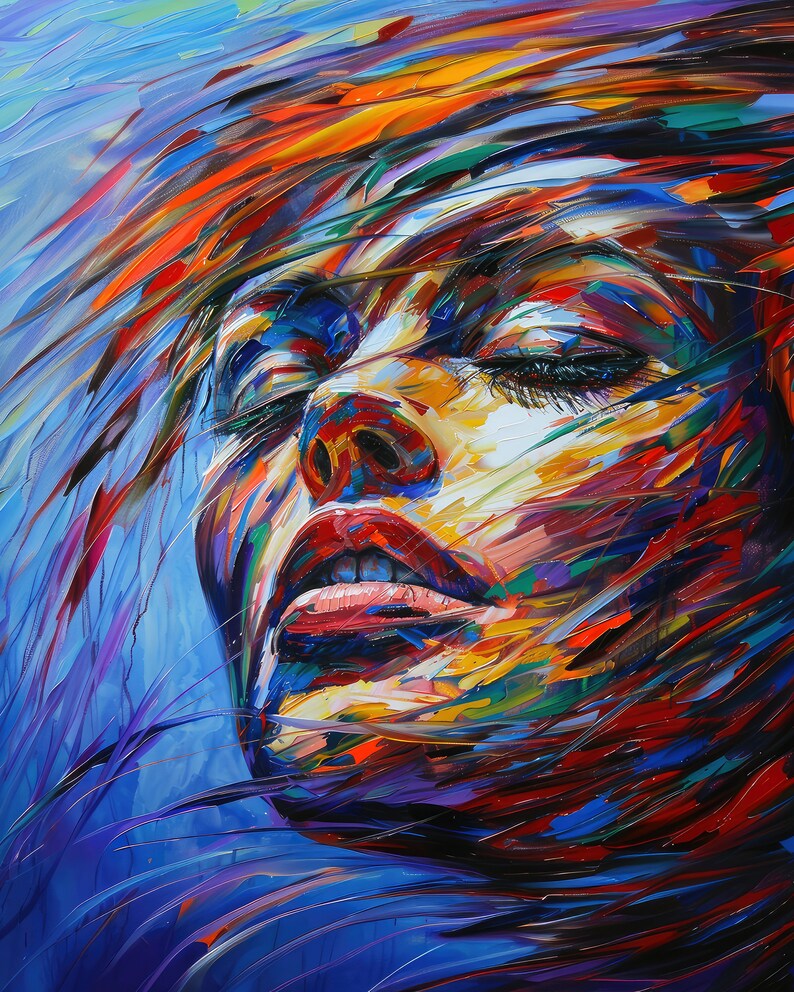 Woman Portrait Print Woman Face Printable Wall Art Painting Female Face ...
