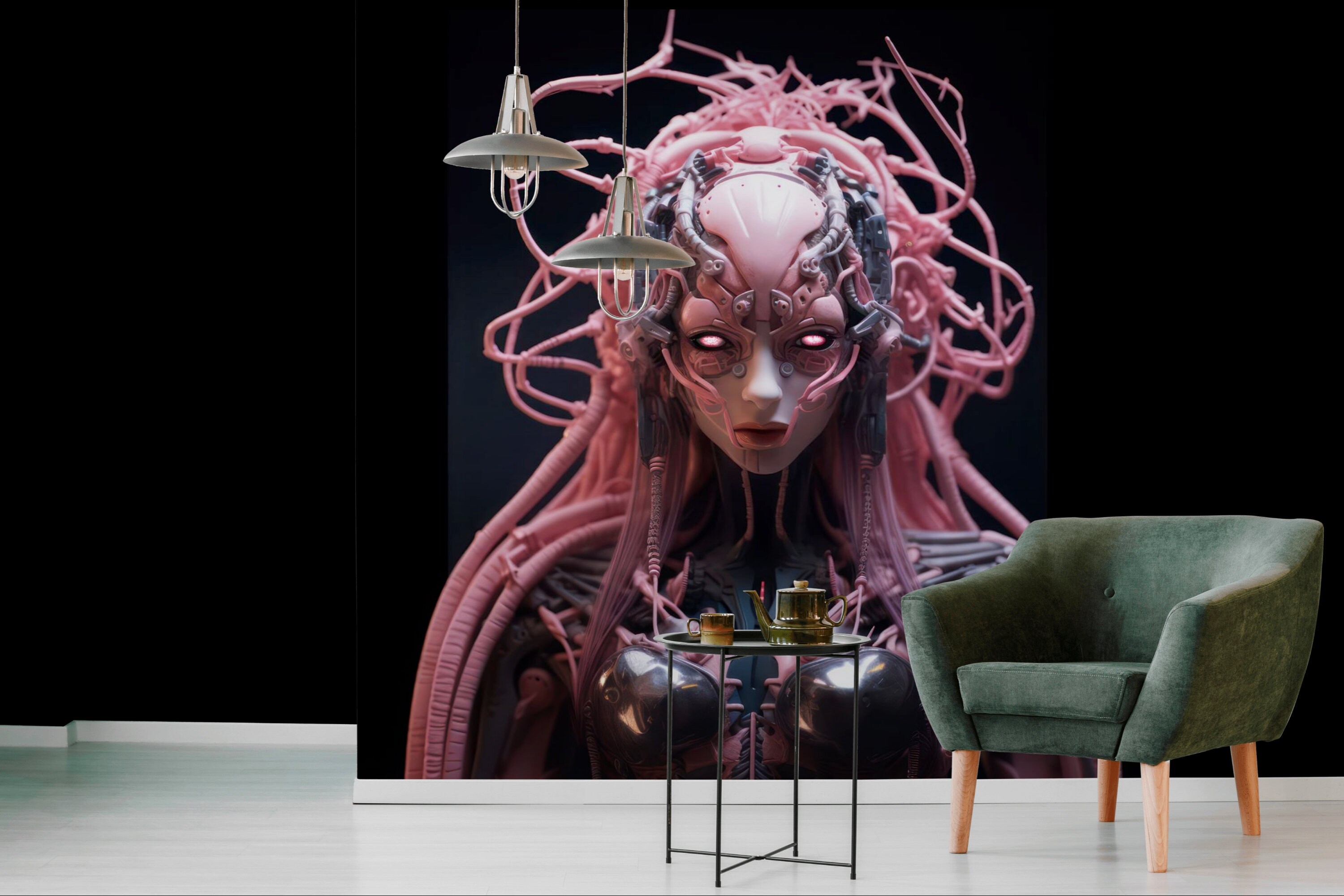 Robot Girl Print Pink Cyborg Woman Printable Futuristic Wall Art Sci Fi ...