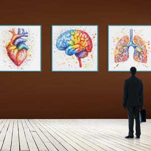 Human Heart Human Brain Human Lungs Print Anatomical Printable Anatomic ...