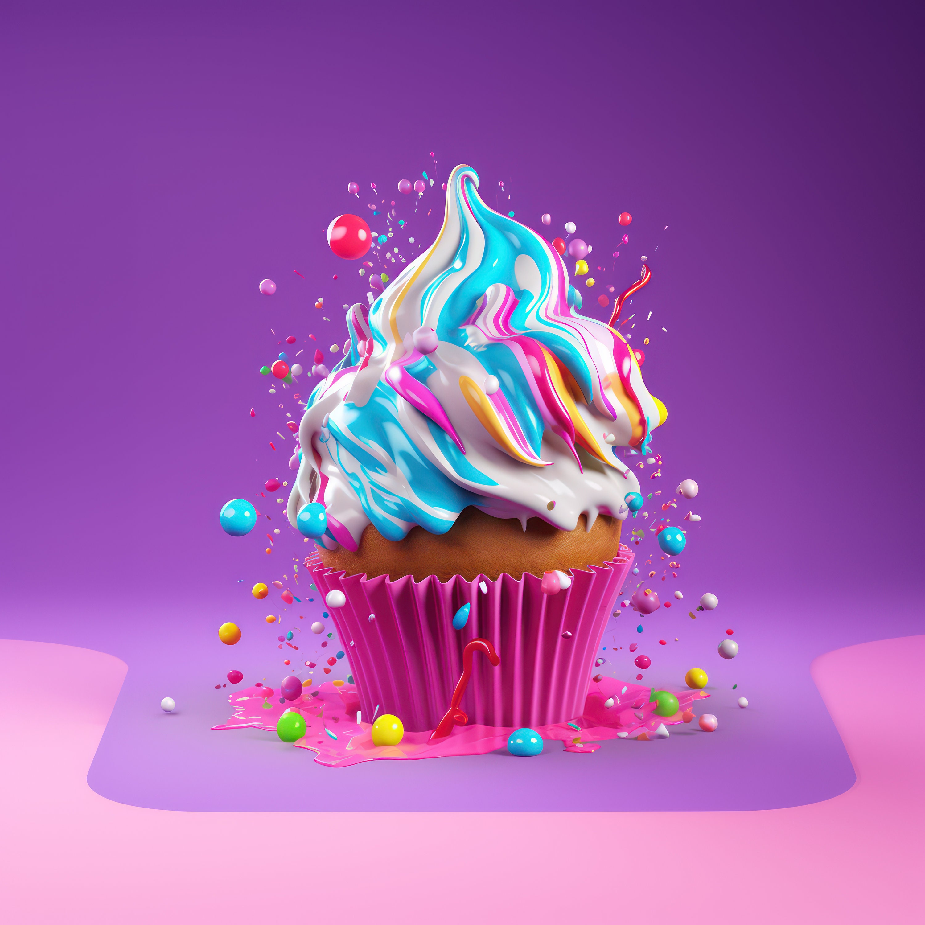 Colorful Cupcake Print Cupcake Printable Pastry Patisserie Wall Art ...