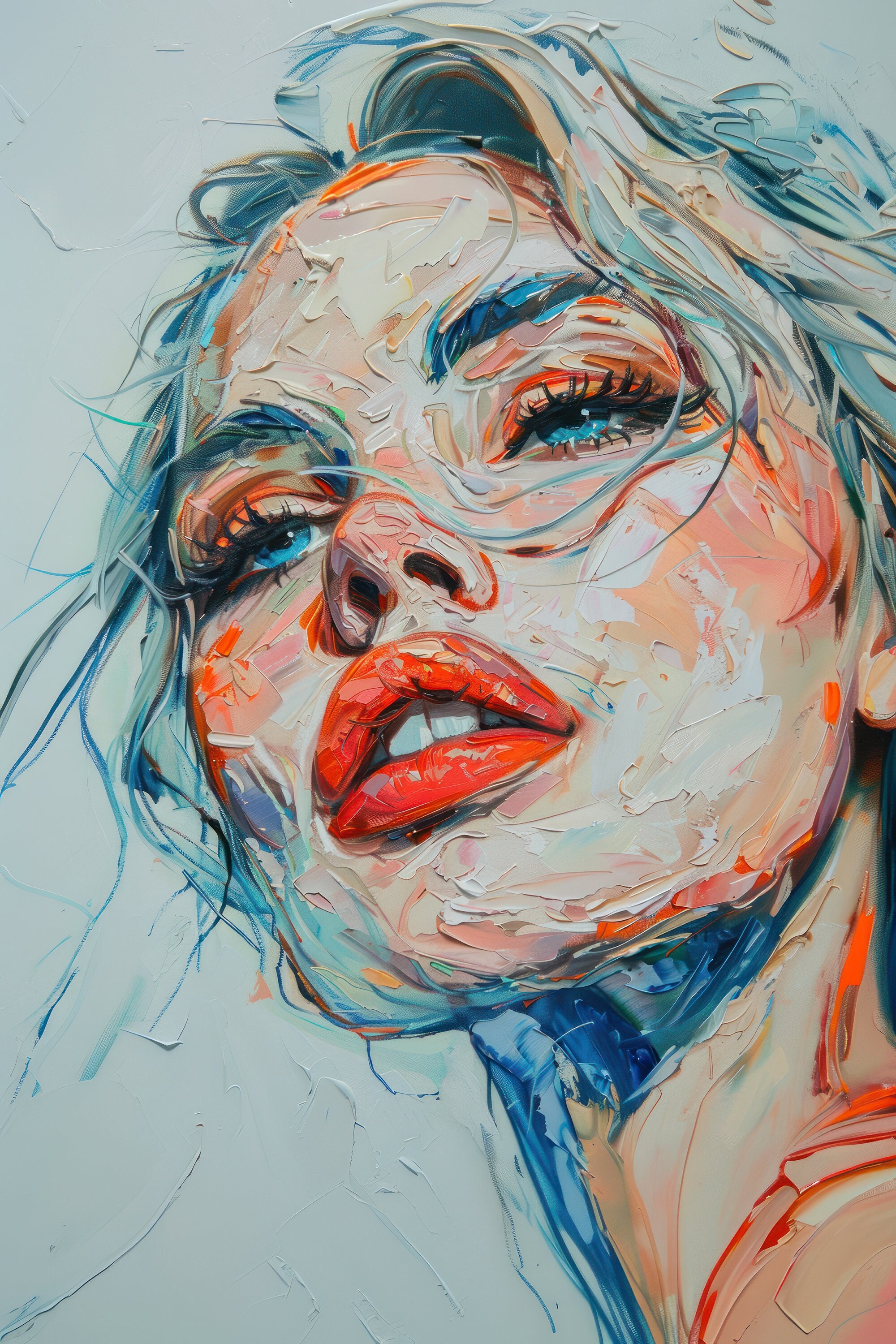 Woman Portrait Print Woman Face Printable Wall Art Painting Female Face ...